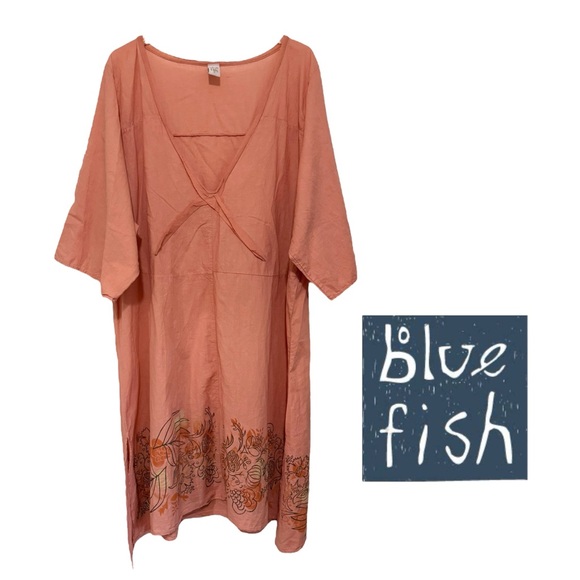 Blue Fish | Dresses | Blue Fish Lagenlook Art To Wear Hand Printed ...
